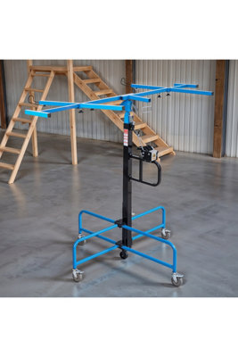 Heavy Duty Drywall Lifter Plasterboard Lift Panel Hoist with Wheels Blue