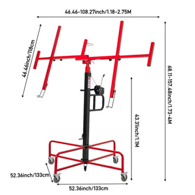 Heavy Duty Drywall Lifter Plasterboard Lift Panel Hoist with Wheels Red