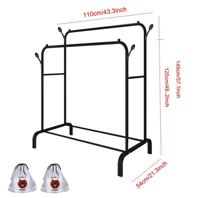 Heavy Duty Dual Metal Clothes Rail Stand with Shoe Racks Display Stand ...