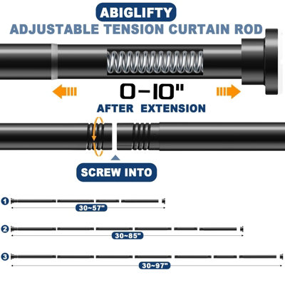 Heavy Duty Extendable Shower Curtain Rod - No-Drill Tension Pole, Matte ...