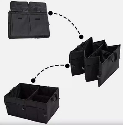 Heavy Duty Foldable Car Boot Organiser - Multi-Compartment Storage Tidy