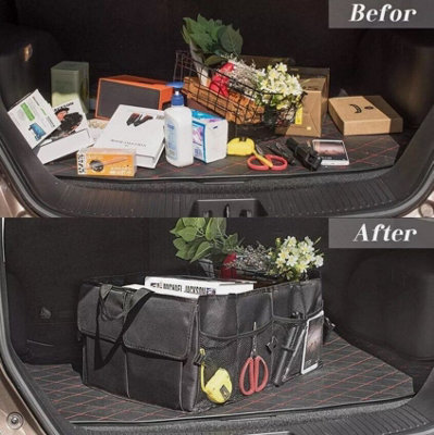 Heavy Duty Foldable Car Boot Organiser - Multi-Compartment Storage Tidy