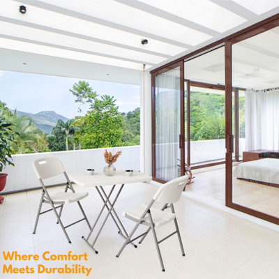 Heavy Duty Folding Chair - 53 x 44 x 83 cm HDPE Plastic & Powder Top ...