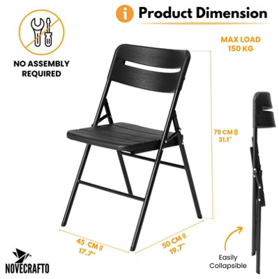 Heavy Duty Folding Chair - 79 x 45 x 50 cm HDPE Plastic Top & Powder ...