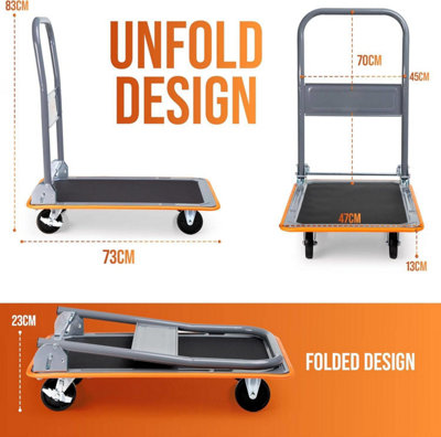 Heavy Duty Folding Platform Trolley 150kg Load Capacity Black