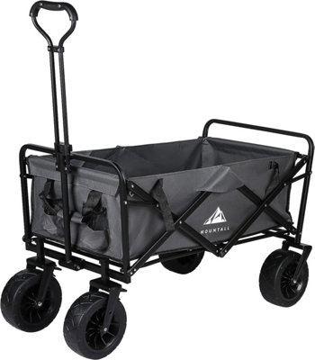 HEAVY DUTY FOLDING WAGON WITH LARGE WHEEL TROLLEY CART OUTDOOR ...
