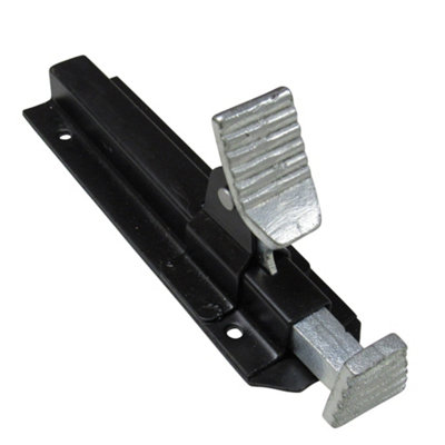 Heavy Duty Foot Operated Bolt (Gate Door Footbolt Floor Lock Black) at B&Q