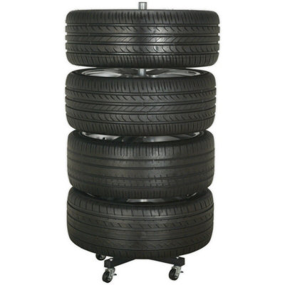 Heavy-Duty Freestanding Wheel Storage Trolley with Locking Castors ...