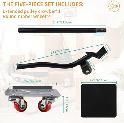 Heavy Duty Furniture Moving Wheels Set 600kg Lifter and Mover Tool UK