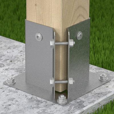 Heavy Duty Galvanised Bolt Down Pergola Post Support - Fence Post ...