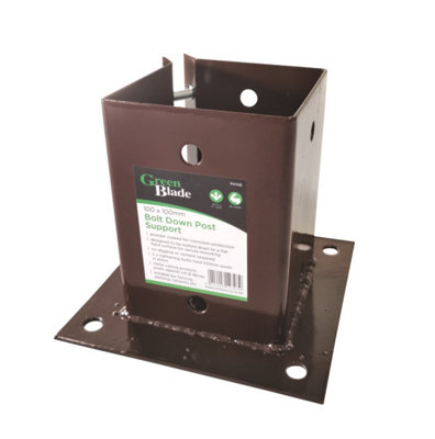 Heavy Duty Galvanised Bolt Down Square Post Fence Foot Base Support 100mm