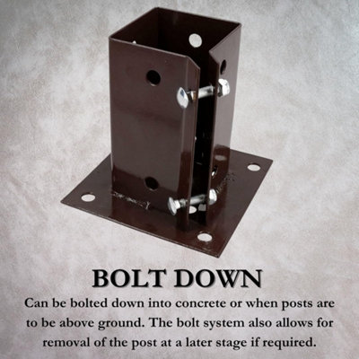 Heavy Duty Galvanised Bolt Down Square Post Fence Foot Base Support 75mm