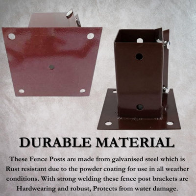 Heavy Duty Galvanised Bolt Down Square Post Fence Foot Base Support 75mm