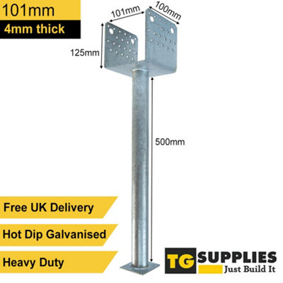 Heavy Duty Galvanised Concrete In U Shape Pergola Post Support - Ground ...