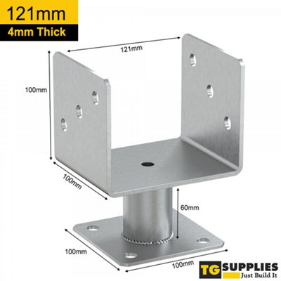 Heavy Duty Galvanised Elevated Bolt Down Pergola Post Support - Post Ground Anchor - Post ...