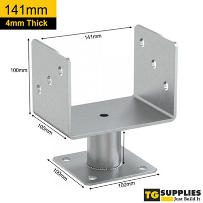 Heavy Duty Galvanised Elevated Bolt Down Pergola Post Support - Post ...