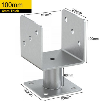 Heavy Duty Galvanised Elevated Bolt Down Pergola Post Support - Post ...