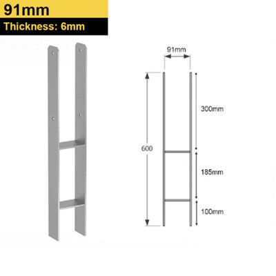 Heavy Duty Galvanised ("H" Shape) Post Fence Foot Anchors Internal Size ...