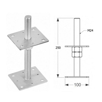 Heavy Duty Galvanised Height Adjustable Pergola Post Support ...