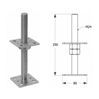 Heavy Duty Galvanised Height Adjustable Pergola Post Support ...