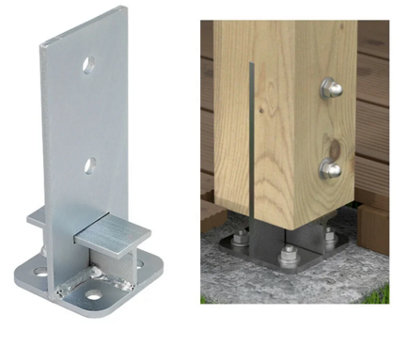 Heavy Duty Galvanised Internal Bolt Down Pergola Post Support ...