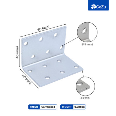 Heavy Duty Galvanised Steel Angle Bracket Corner Bracket Corner Brace ...