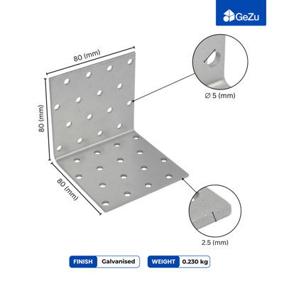 Heavy Duty Galvanised Steel Angle Bracket Corner Bracket Corner Brace ...