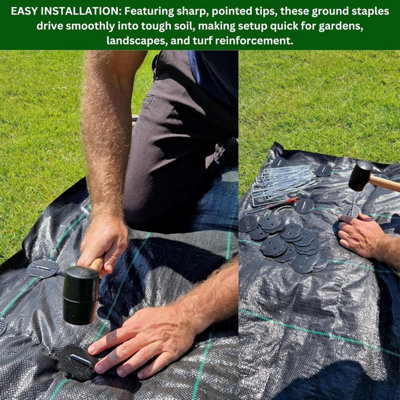 Heavy Duty Galvanised Steel Garden Pegs - 50 Pack U-Shaped Ground ...