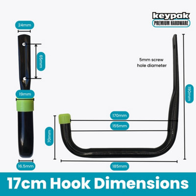 Heavy-Duty Garage Hooks, 17cm J Hooks for Storing Power Tools Ladders ...