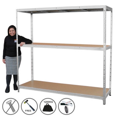 Heavy Duty Garage Shelving Extra Wide Boltless Racking 1200KG ...