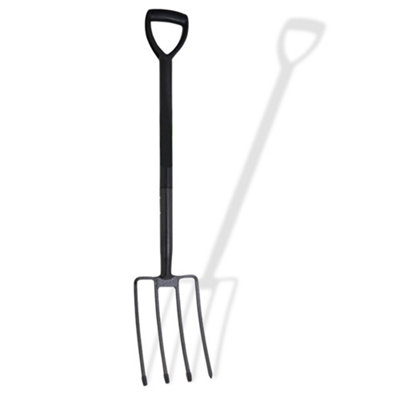 Heavy Duty Garden Border Digging Fork 4 Prong Carbon Steel Head, D ...