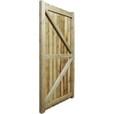 Heavy Duty Garden Gate H.6ft x W.3ft Feather Edge Flat Top Treated ...
