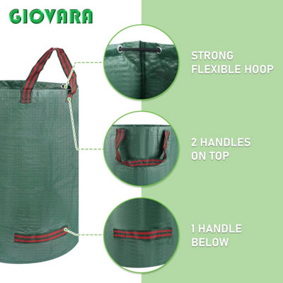 Heavy Duty Garden Waste Bags 120L x 3 Reinforced Reusable Sacks with ...