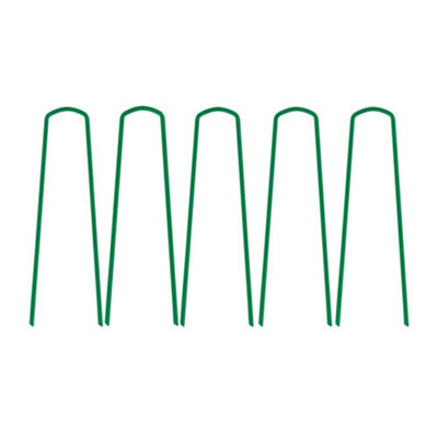 Heavy Duty Green Galvanised Steel U-Shaped Garden Pegs for Ground Cover ...