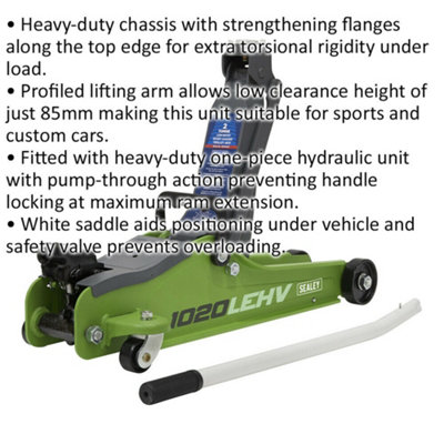 Heavy-Duty Green Short Chassis Trolley Jack with 2000kg Capacity and ...