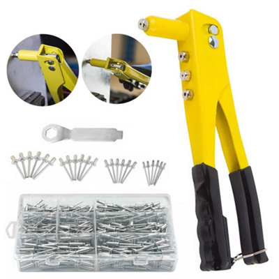 Heavy Duty Hand Pop Rivet Gun Tool Kit + 380PCS Assorted Rivets + 4 ...