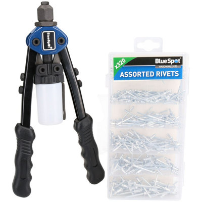 Heavy Duty Hand Riveter Pop Pot Rivet Tool 2.4 - 4.8mm + 320 Aluminium ...