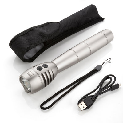 Heavy Duty Handheld Torch LED Flashlight Ultra Loud Alarm USB Rechargeable