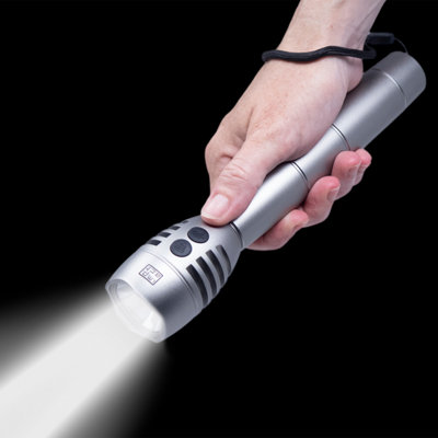Heavy Duty Handheld Torch LED Flashlight Ultra Loud Alarm USB Rechargeable