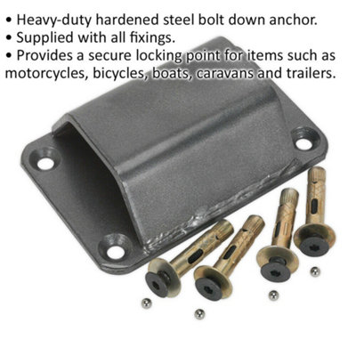 Heavy-Duty Hardened Steel Motorcycle Ground Anchor with Security Bolts ...