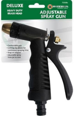 Heavy Duty Hose Spray Gun Deluxe Brass Jet Mist Nozzle Watering Garden ...