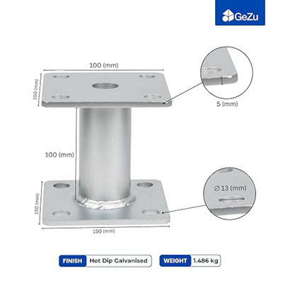 Heavy Duty Hot Dip Galvanised Elevator Bolt Down Pergola Post Support ...