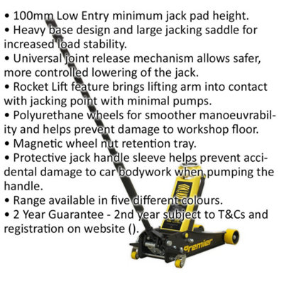 Heavy-Duty Hydraulic Trolley Jack with 4000kg Capacity and 533mm Lift ...