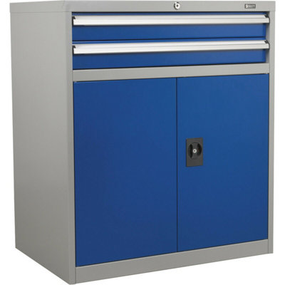 Heavy-Duty Industrial Double Locker Cabinet with Drawers and Shelf ...