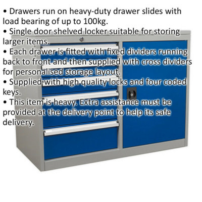 Heavy Duty Industrial Tool Storage Cabinet with 5 Drawers and 1 Shelf ...