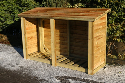 Heavy Duty Log Store - Timber - L67 x W190 x H150 cm - Minimal Assembly ...