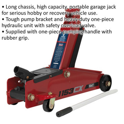 Heavy Duty Long Chassis Trolley Jack with 3000kg Capacity and 432mm Max ...
