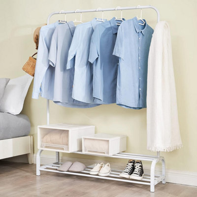 Heavy Duty Metal Clothes Hanging Rail Clothes Rails 8 Hook Garment Shoe ...