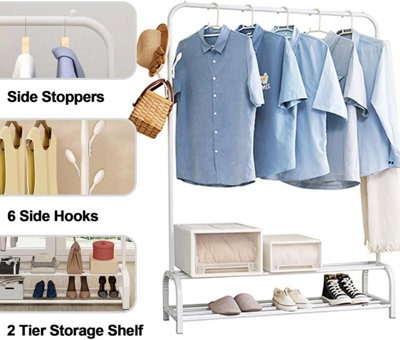 Heavy Duty Metal Clothes Hanging Rail Clothes Rails 8 Hook Garment Shoe ...