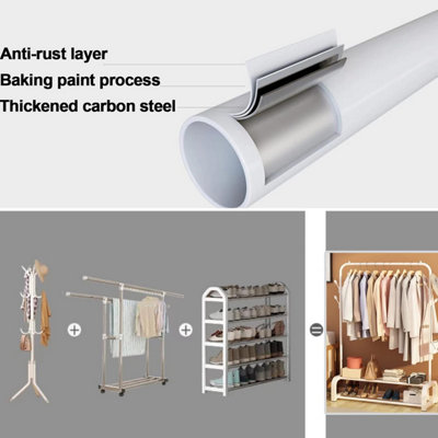 Heavy Duty Metal Clothes Hanging Rail Clothes Rails 8 Hook Garment Shoe ...